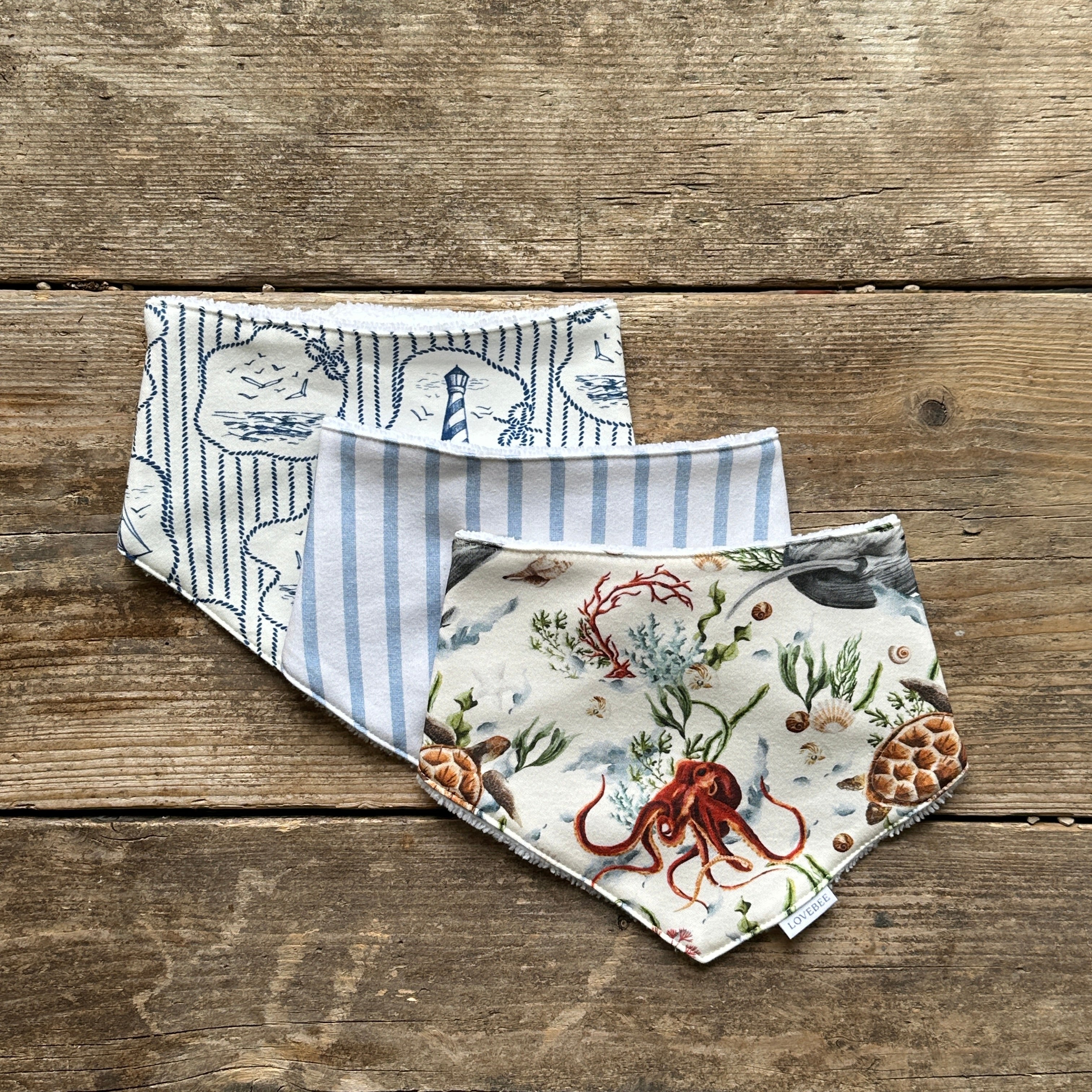 Nautical 3 Set Dribble Bibs – LoveBeeBaby