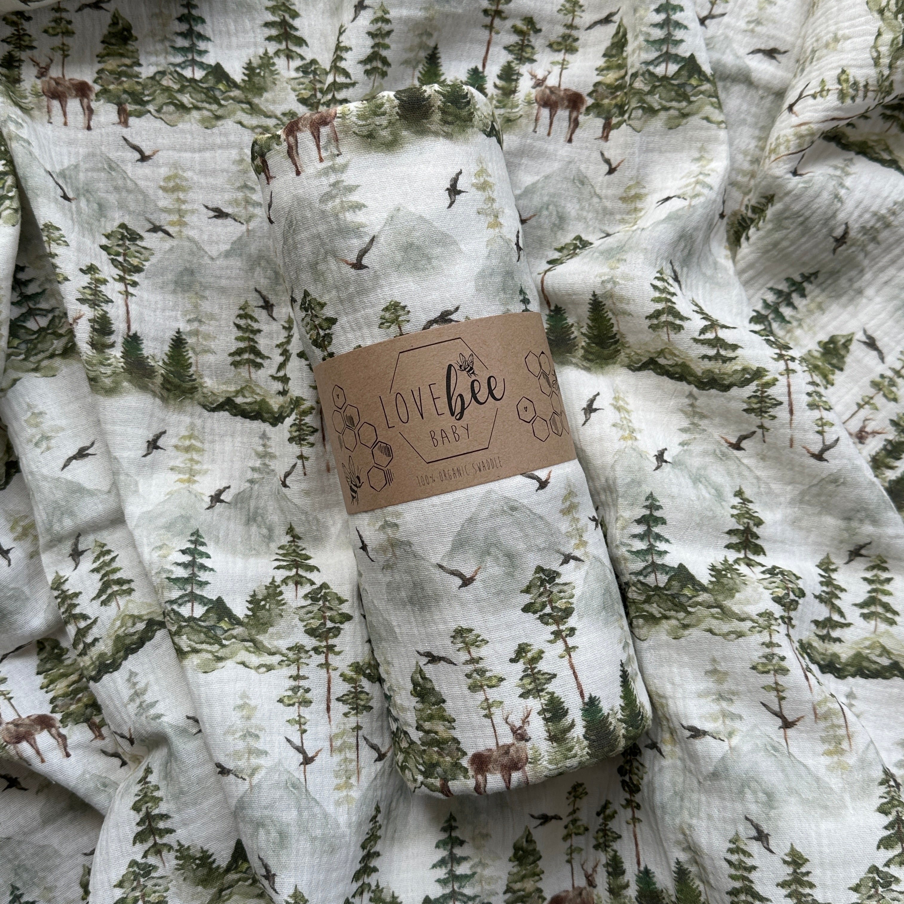 Stag Mountain Organic Double Gauze Swaddle | BRAND NEW – LoveBeeBaby